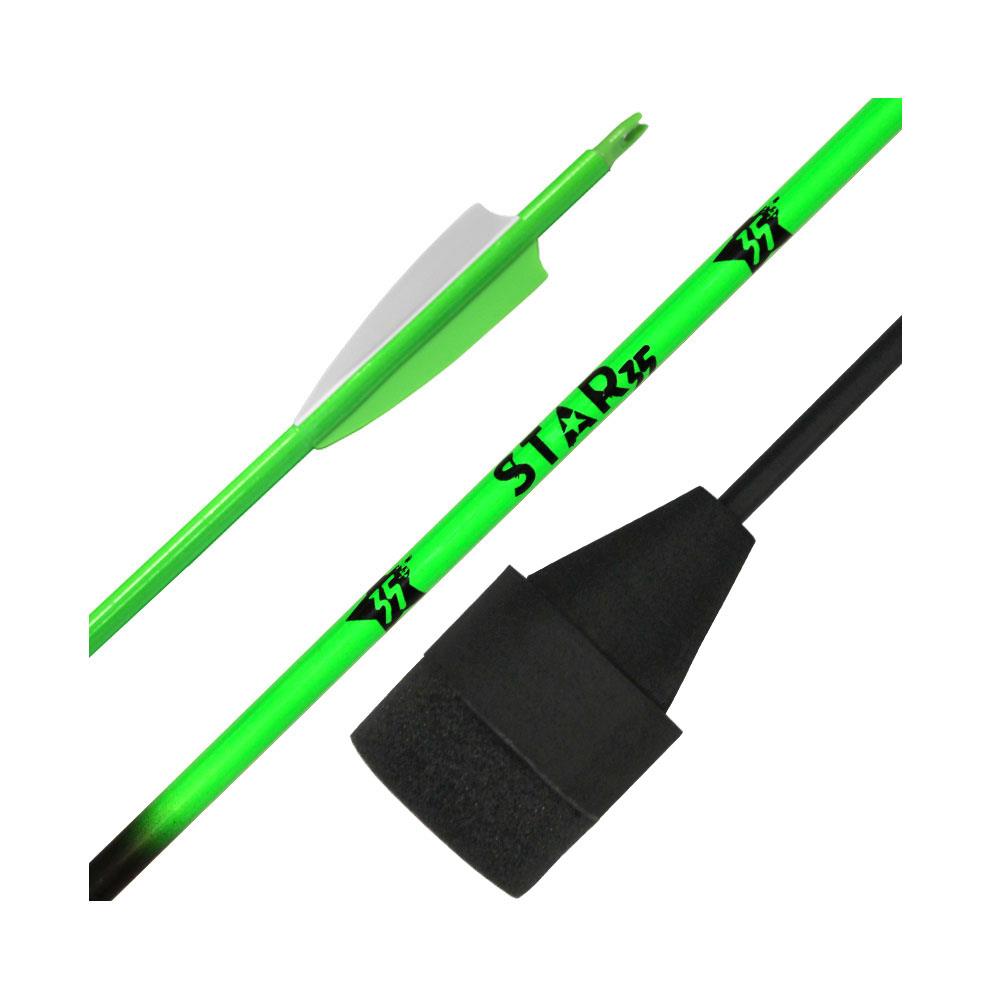Mybo Star 35 Premium Fibreglass Arrows - Neon Green - (3pk) Foam Tippe ...
